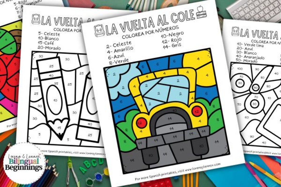 Back-to-school Color by Number Pages in Spanish - Etsy