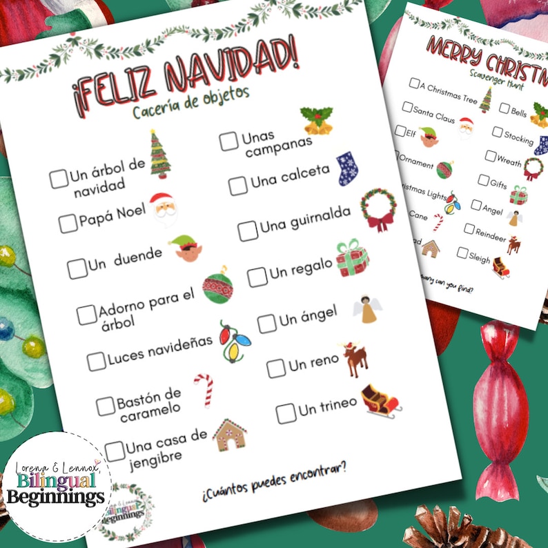 Christmas Scavenger Hunt in Spanish and English - Etsy