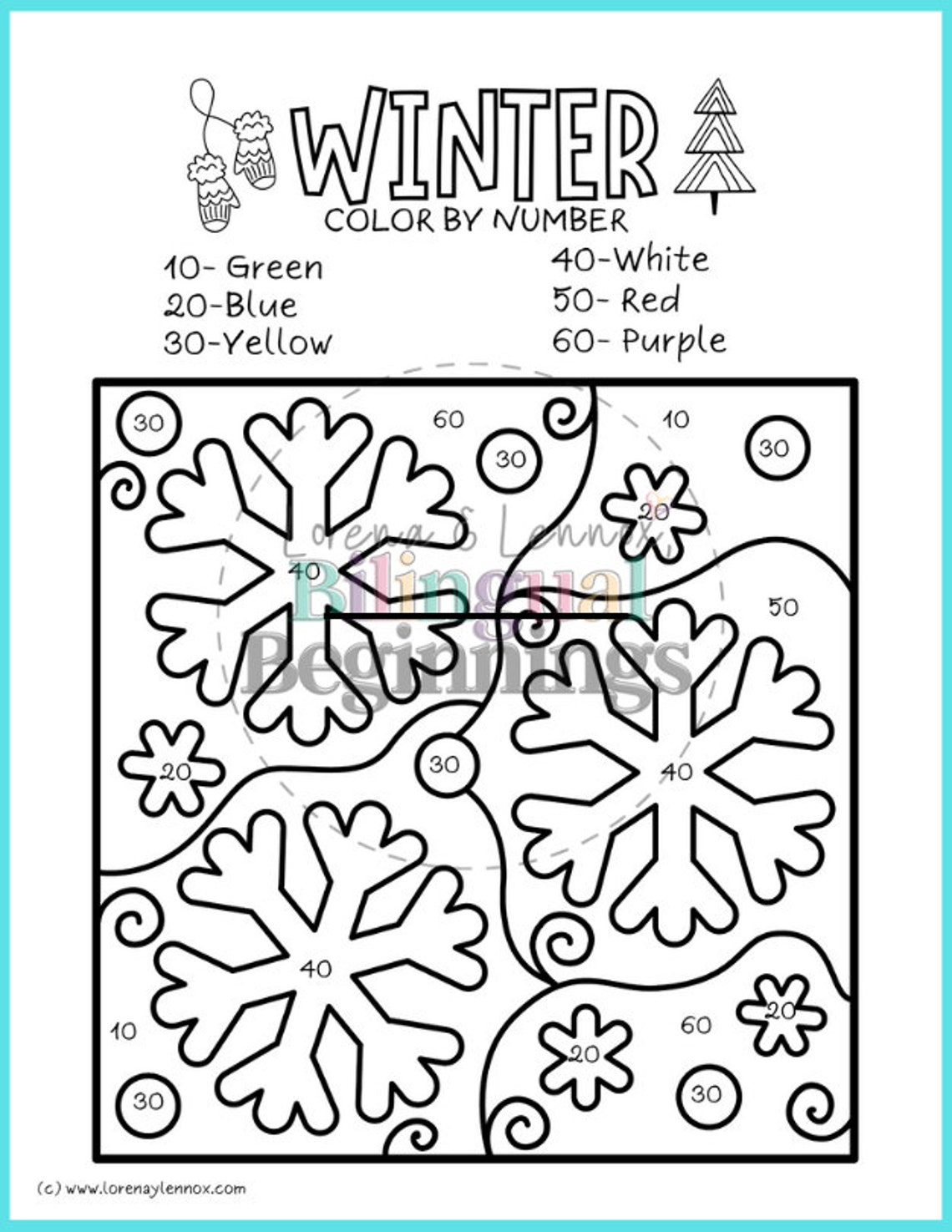 Winter Color by Number Printables - Etsy