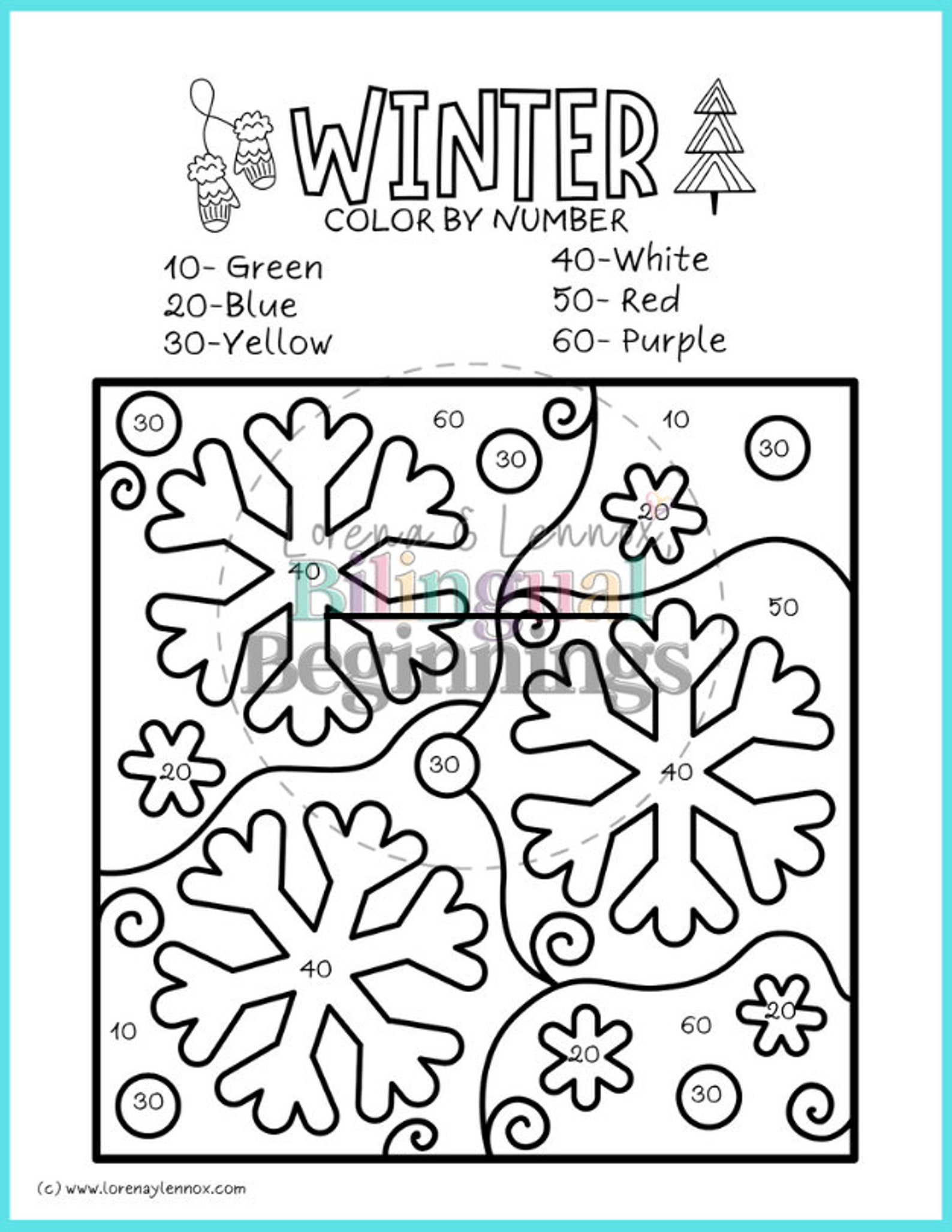 Winter Color by Number Printables - Etsy