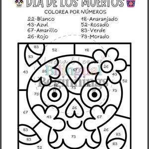 8 Day of the Dead Color by Number Printables in Spanish - Etsy