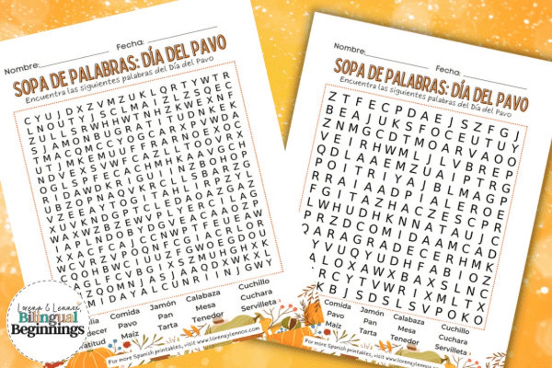 Thanksgiving Word Search in Spanish - Etsy