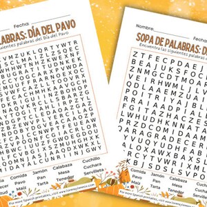 Thanksgiving Word Search in Spanish - Etsy