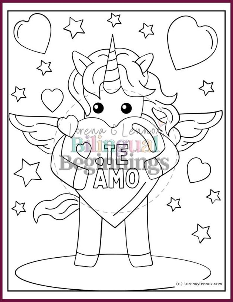 Valentine's Day Coloring Pages in Spanish - Etsy
