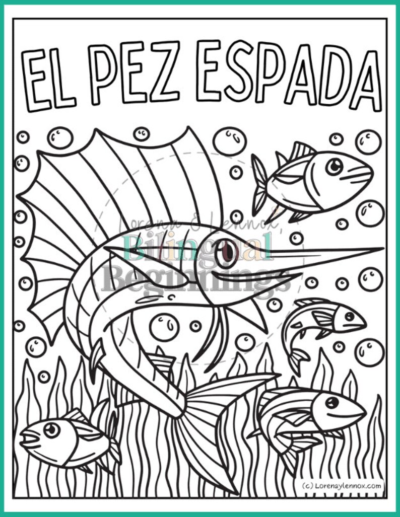 10 Ocean Animals Coloring Pages in Spanish - Etsy