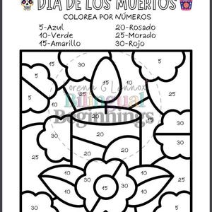 8 Day of the Dead Color by Number Printables in Spanish - Etsy