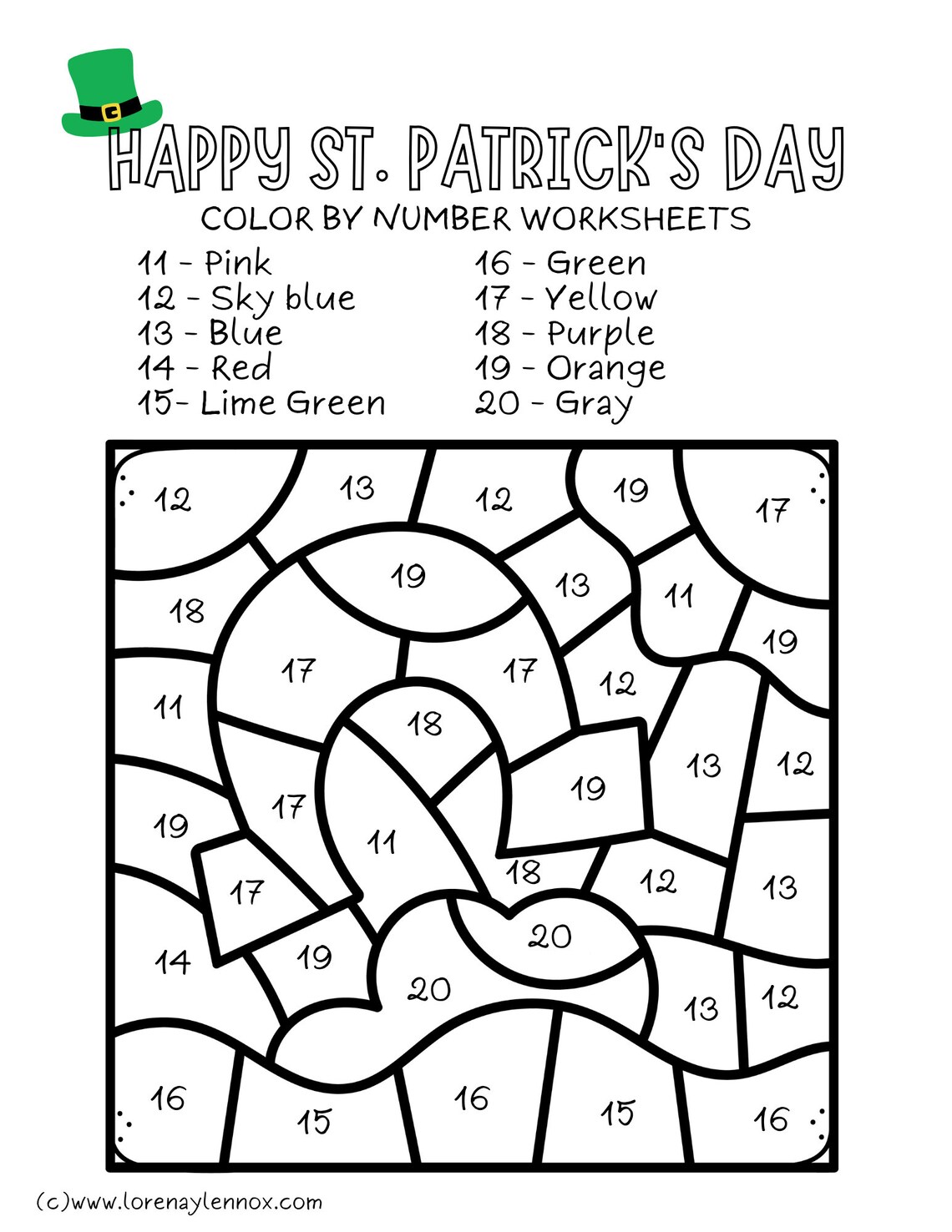St. Patrick's Day Color by Number Worksheets (ENGLISH) - Etsy