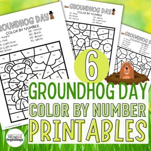 Groundhog Day Color by Number Printables (english) - Etsy