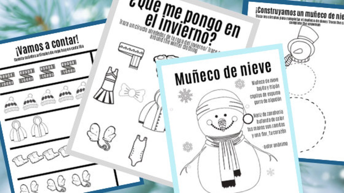 Winter Printable Workbook in Spanish for Preschoolers - Etsy