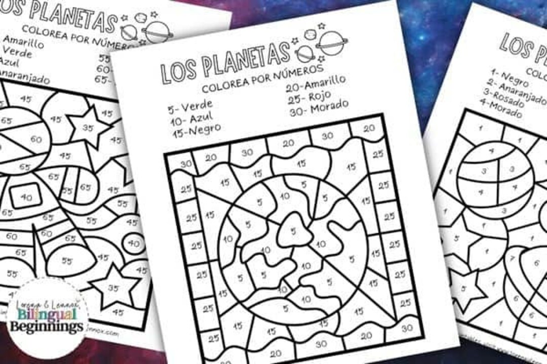 Space and Planet Color by Number Pages in Spanish - Etsy