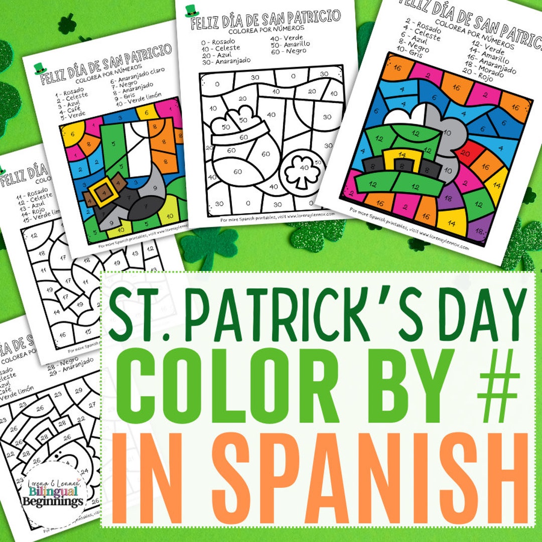 St. Patrick’s Day Color by Number in Spanish - Etsy