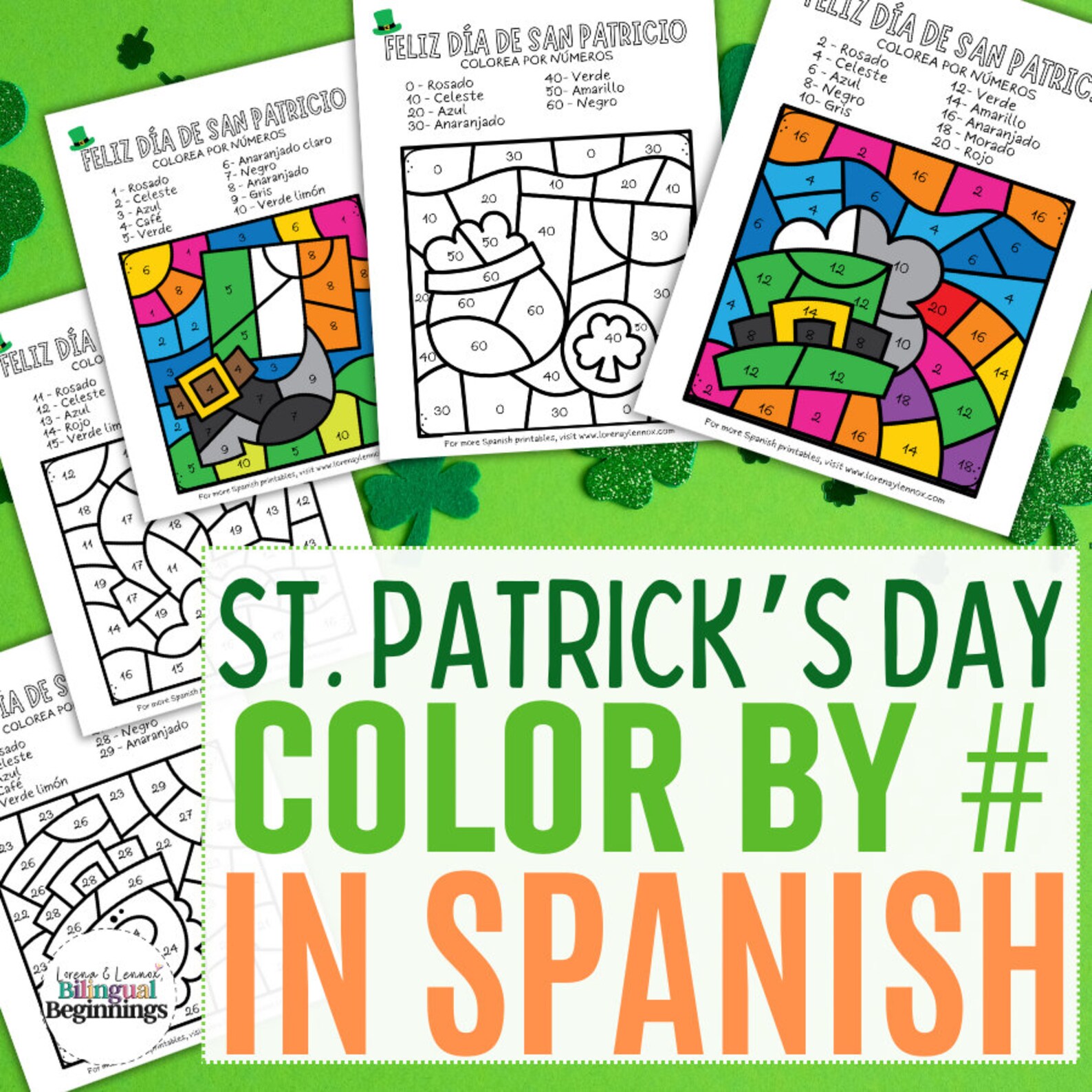 St. Patrick’s Day Color by Number in Spanish - Etsy