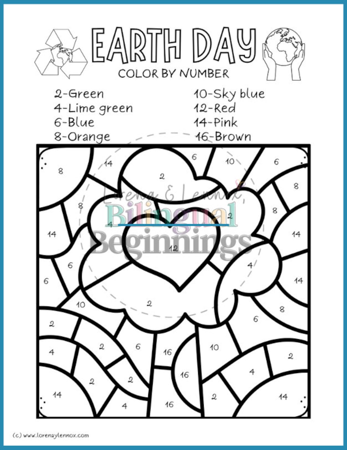 Earth Day Color by Number Printables - English Edition - Etsy