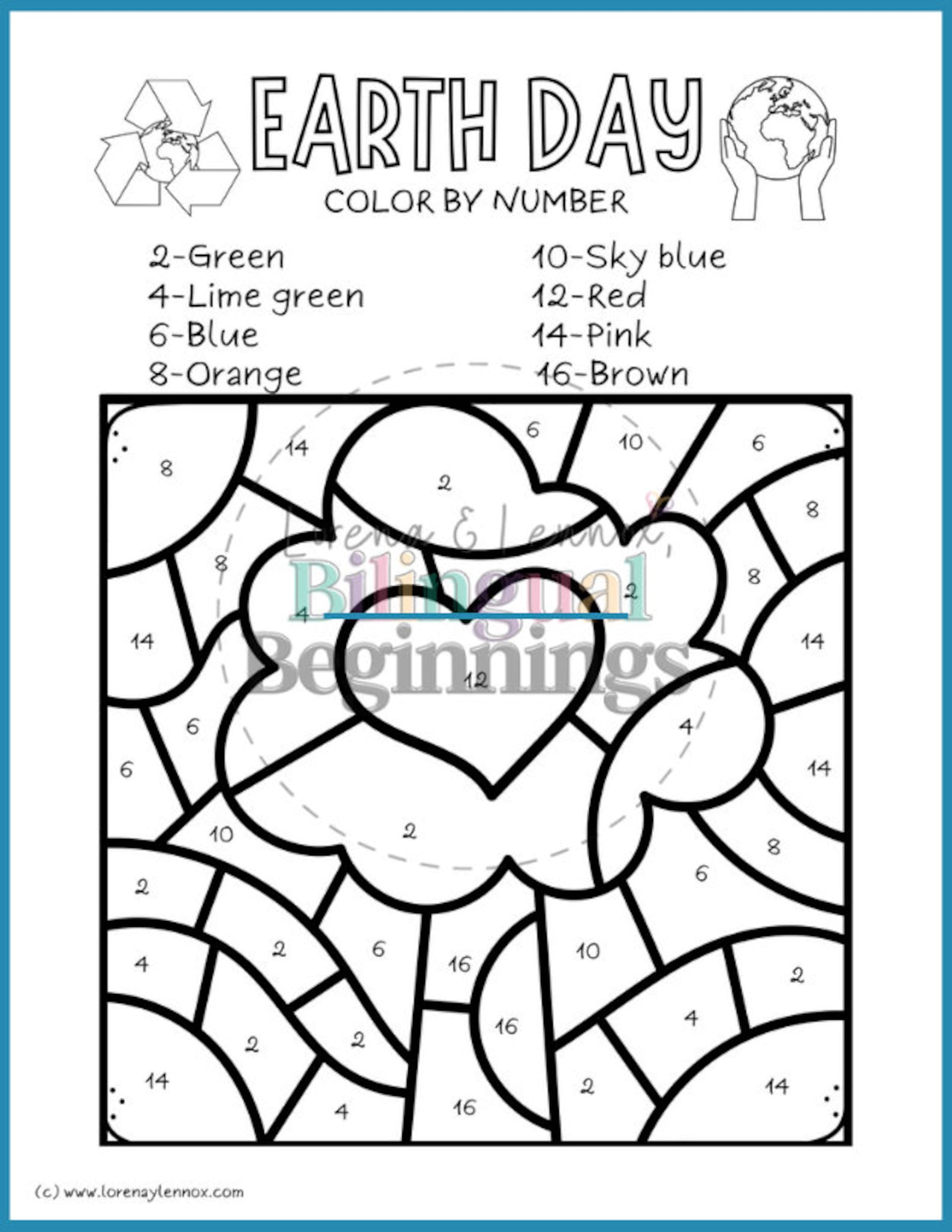 Earth Day Color by Number Printables - English Edition - Etsy