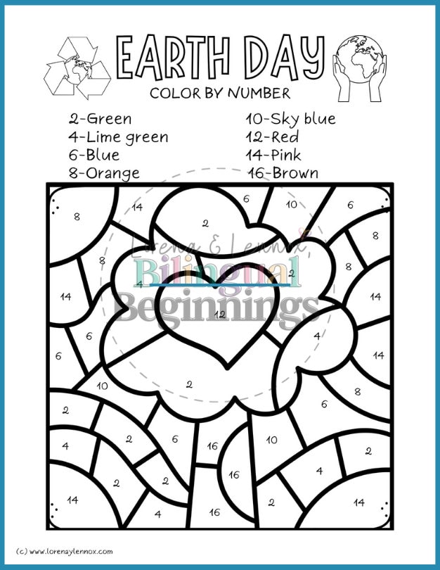 Earth Day Color by Number Printables - English Edition - Etsy