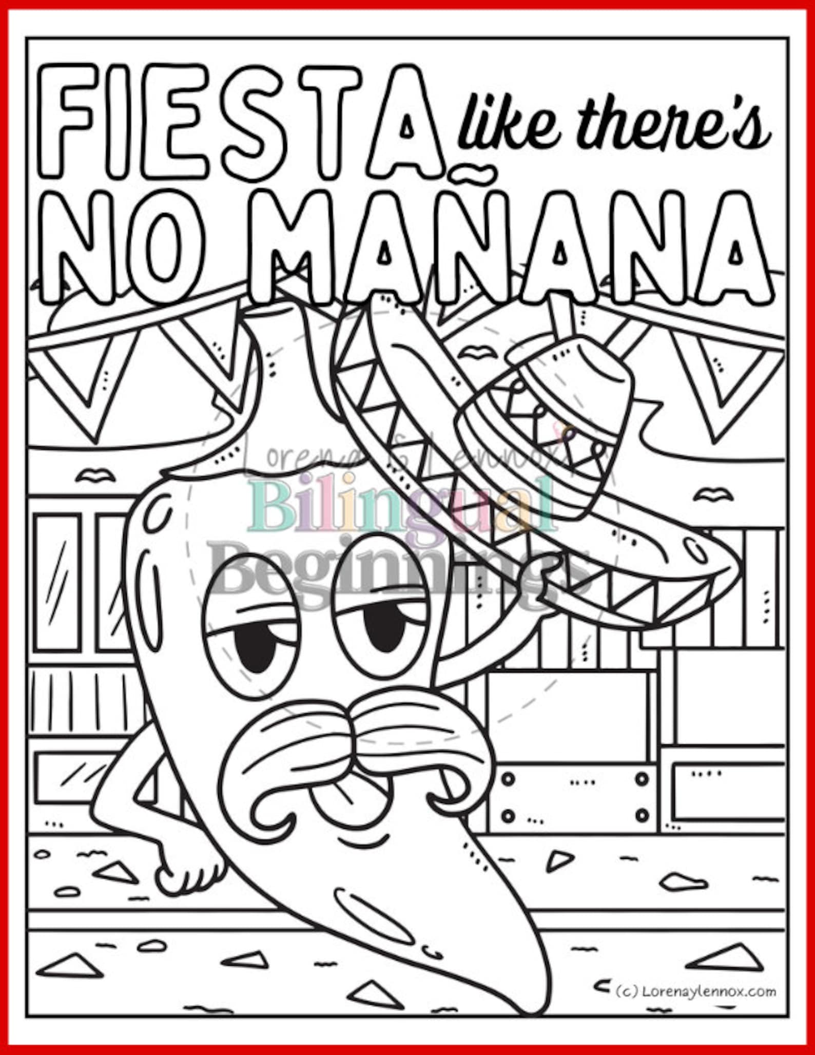 6 Cinco De Mayo Bilingual Coloring Pages - Etsy