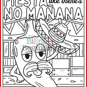 6 Cinco De Mayo Bilingual Coloring Pages - Etsy