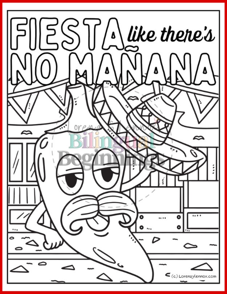 6 Cinco De Mayo Bilingual Coloring Pages - Etsy