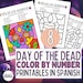 8 Day of the Dead Color by Number Printables in Spanish - Etsy