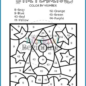 Space Color-by-number Printable Kit for Kids! - Etsy