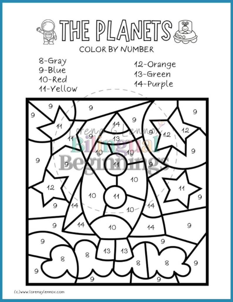 Space Color-by-number Printable Kit for Kids! - Etsy
