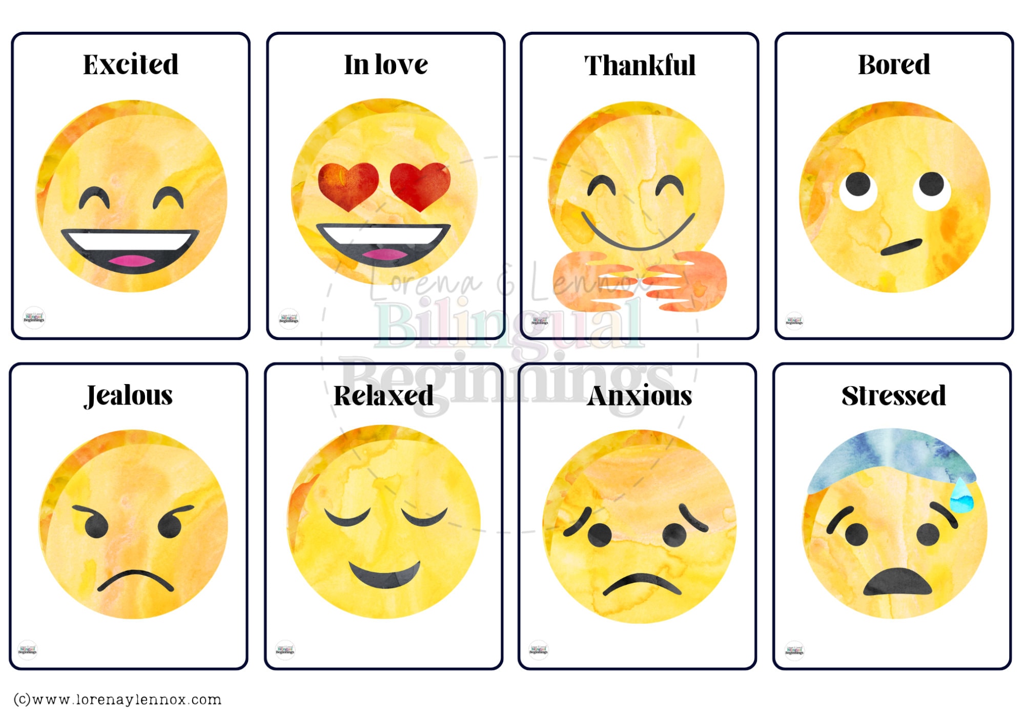 Set of 24 Emotions Flashcards for Kids - Etsy