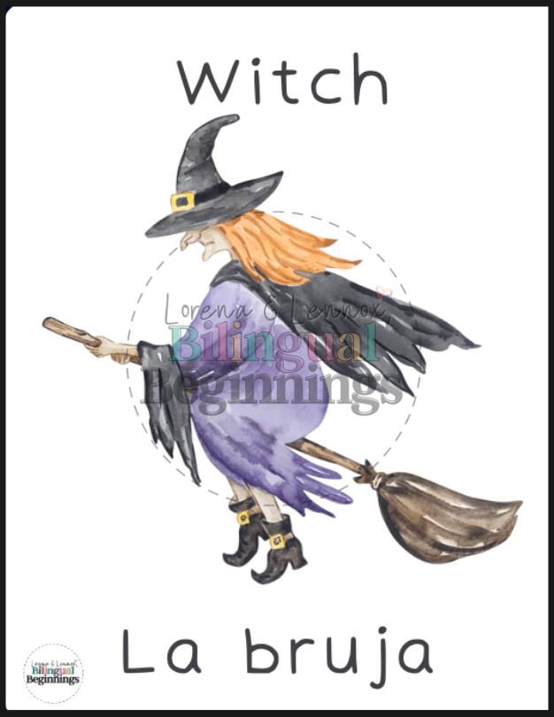 30 Bilingual Halloween Flashcards in Spanish and English | Halloween ...
