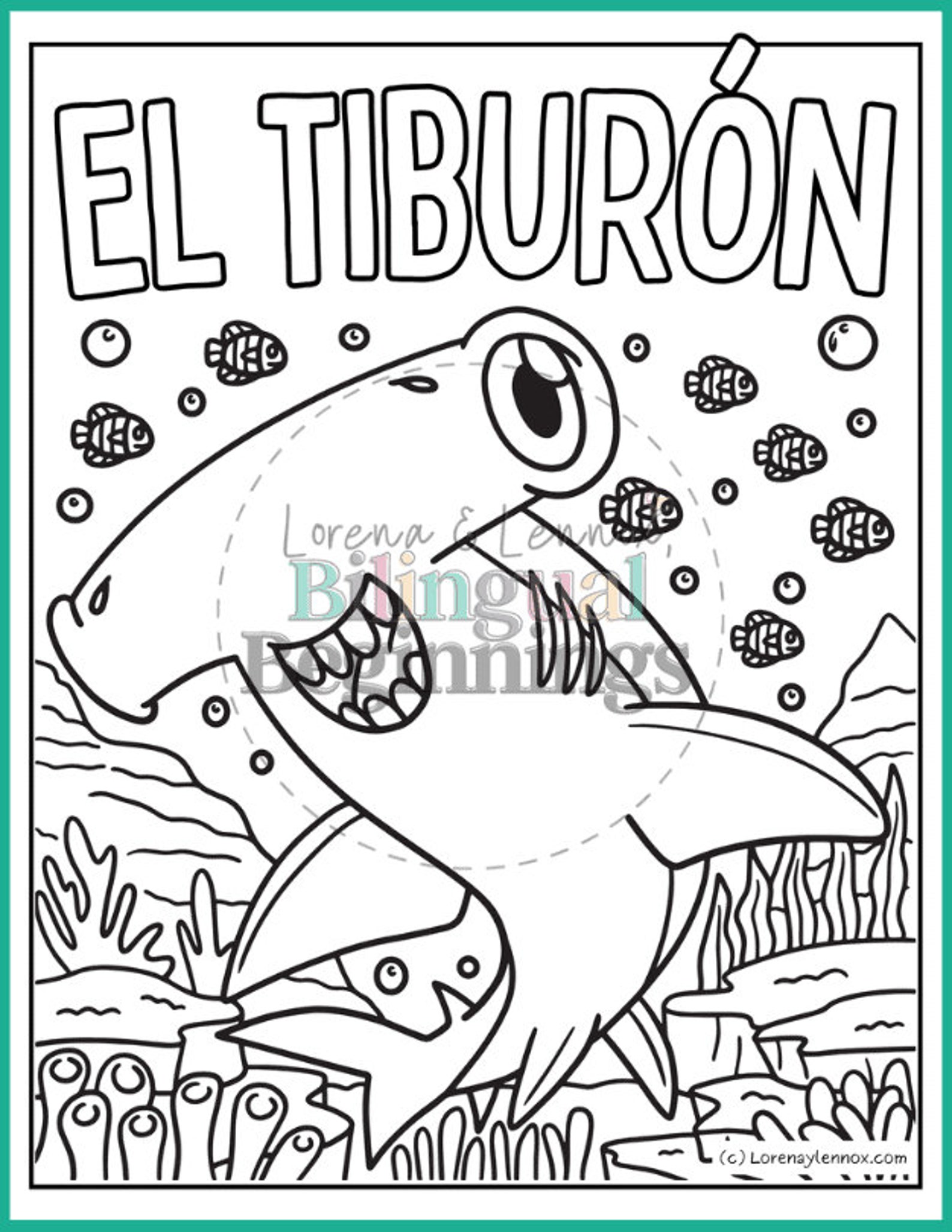 10 Ocean Animals Coloring Pages in Spanish - Etsy
