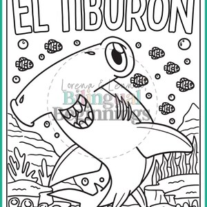 10 Ocean Animals Coloring Pages in Spanish - Etsy