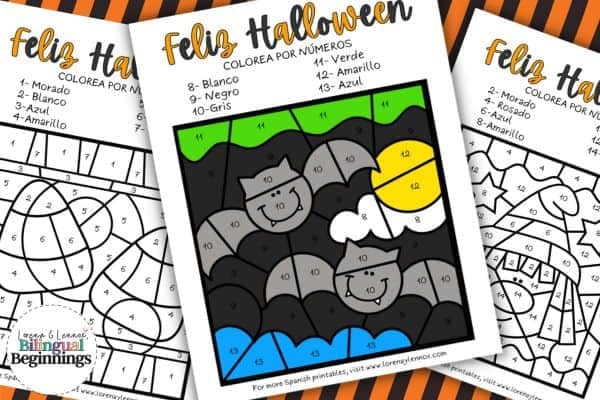 Halloween Color by Number Pages in Spanish for Kids - Etsy