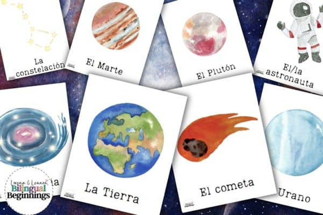 22 Space Flashcards in Spanish - Etsy