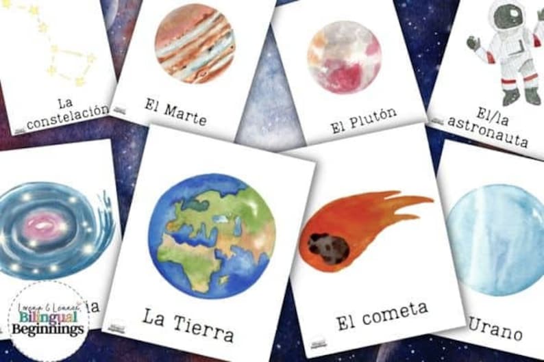 22 Space Flashcards in Spanish - Etsy
