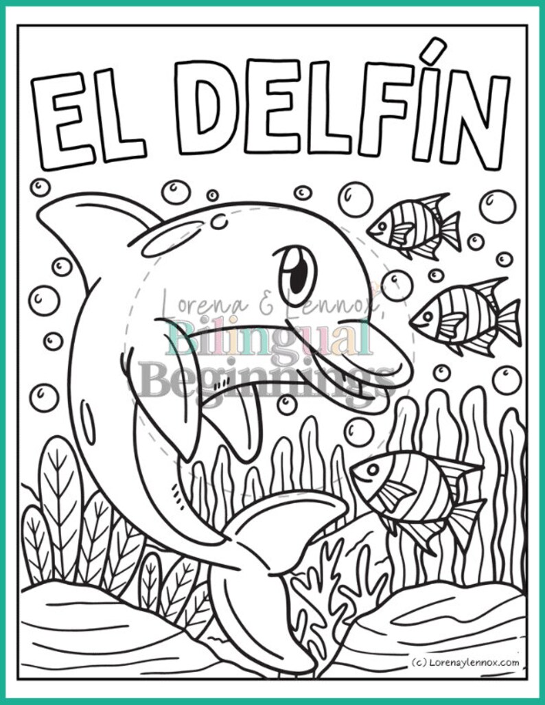 10 Ocean Animals Coloring Pages in Spanish - Etsy