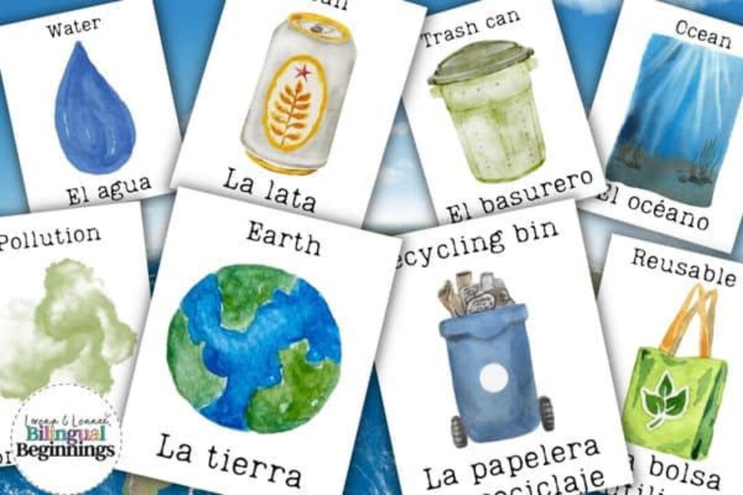 23 Bilingual Earth Day Flashcards in Spanish and English - Etsy