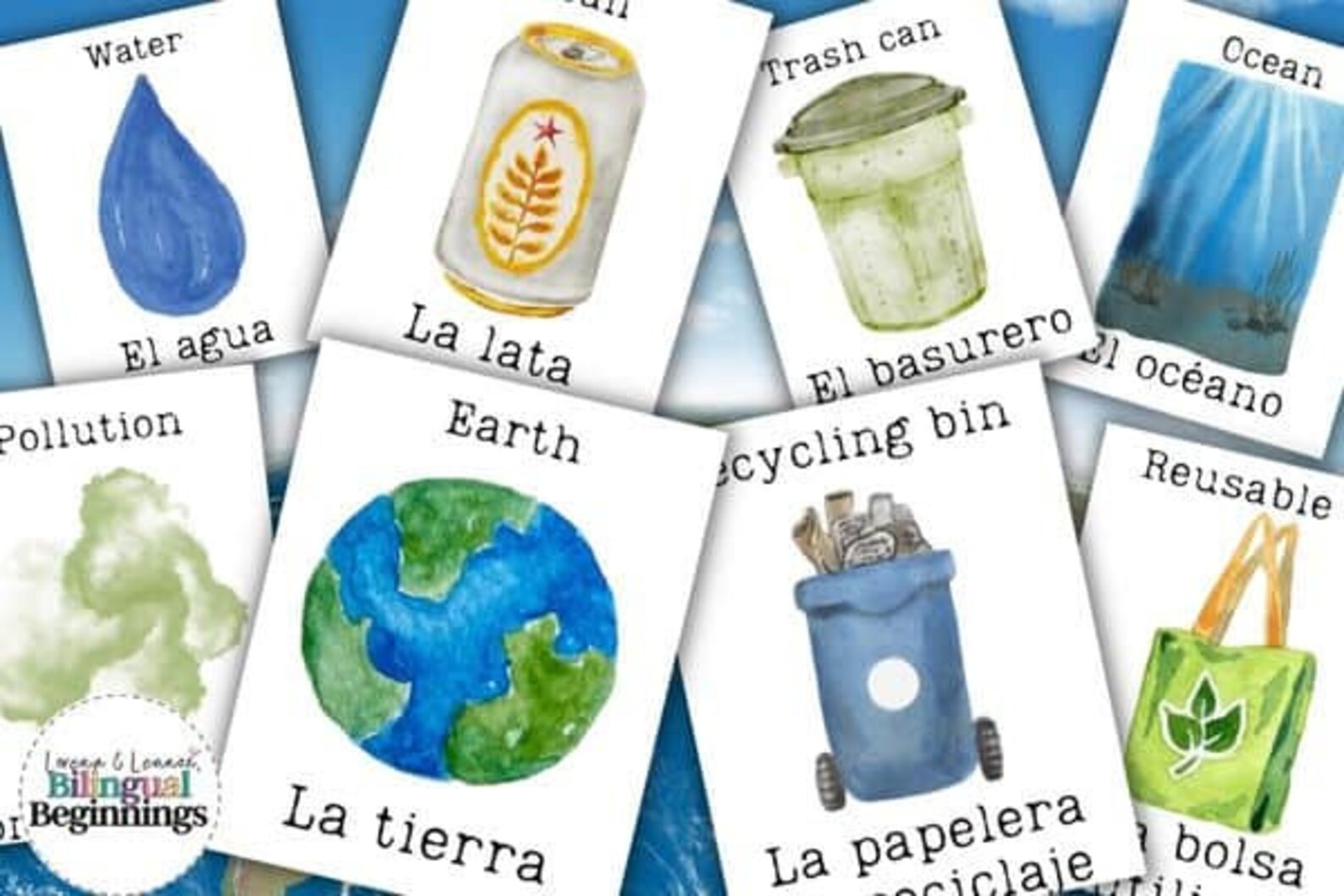 23 Bilingual Earth Day Flashcards in Spanish and English - Etsy