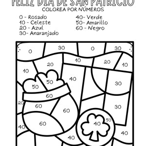 St. Patrick’s Day Color by Number in Spanish - Etsy