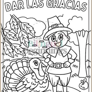 10 Thanksgiving Coloring Pages in Spanish - Etsy