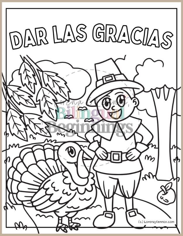 10 Thanksgiving Coloring Pages in Spanish - Etsy