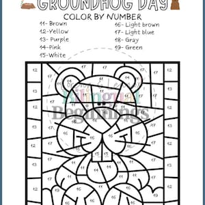 Groundhog Day Color by Number Printables (english) - Etsy