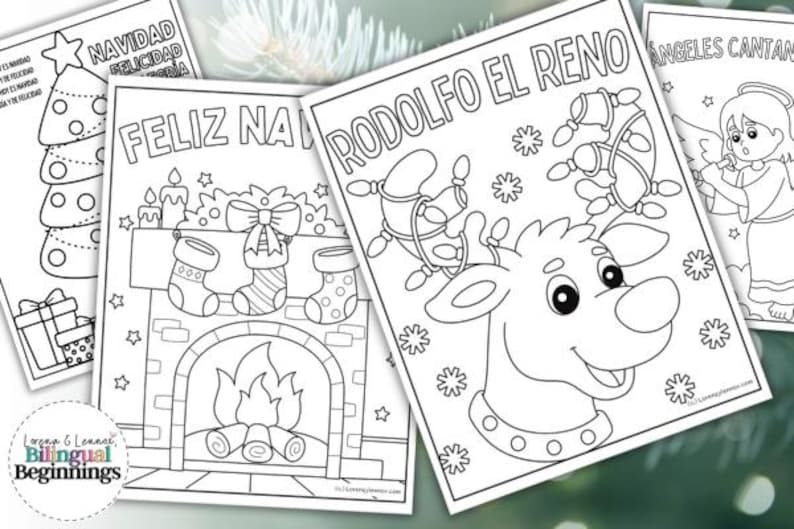 12 Christmas Coloring Pages in Spanish - Etsy