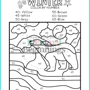 Winter Color by Number Printables - Etsy