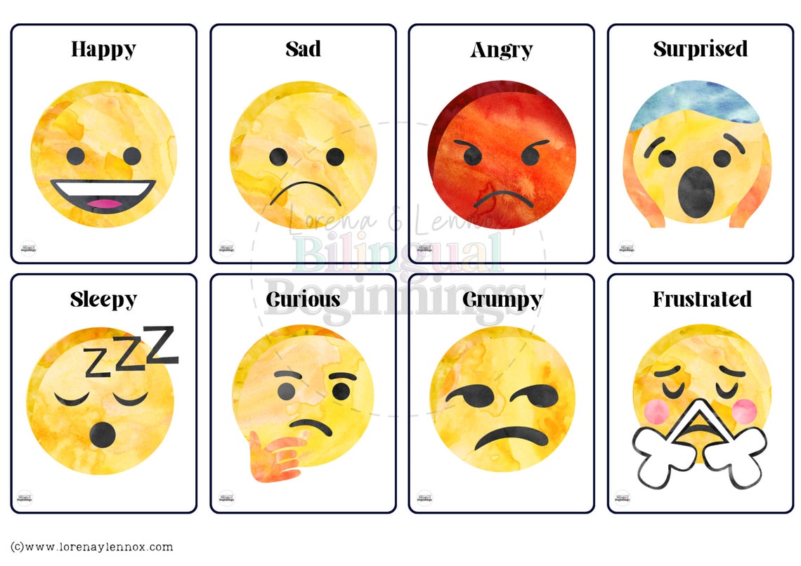Set of 24 Emotions Flashcards for Kids - Etsy