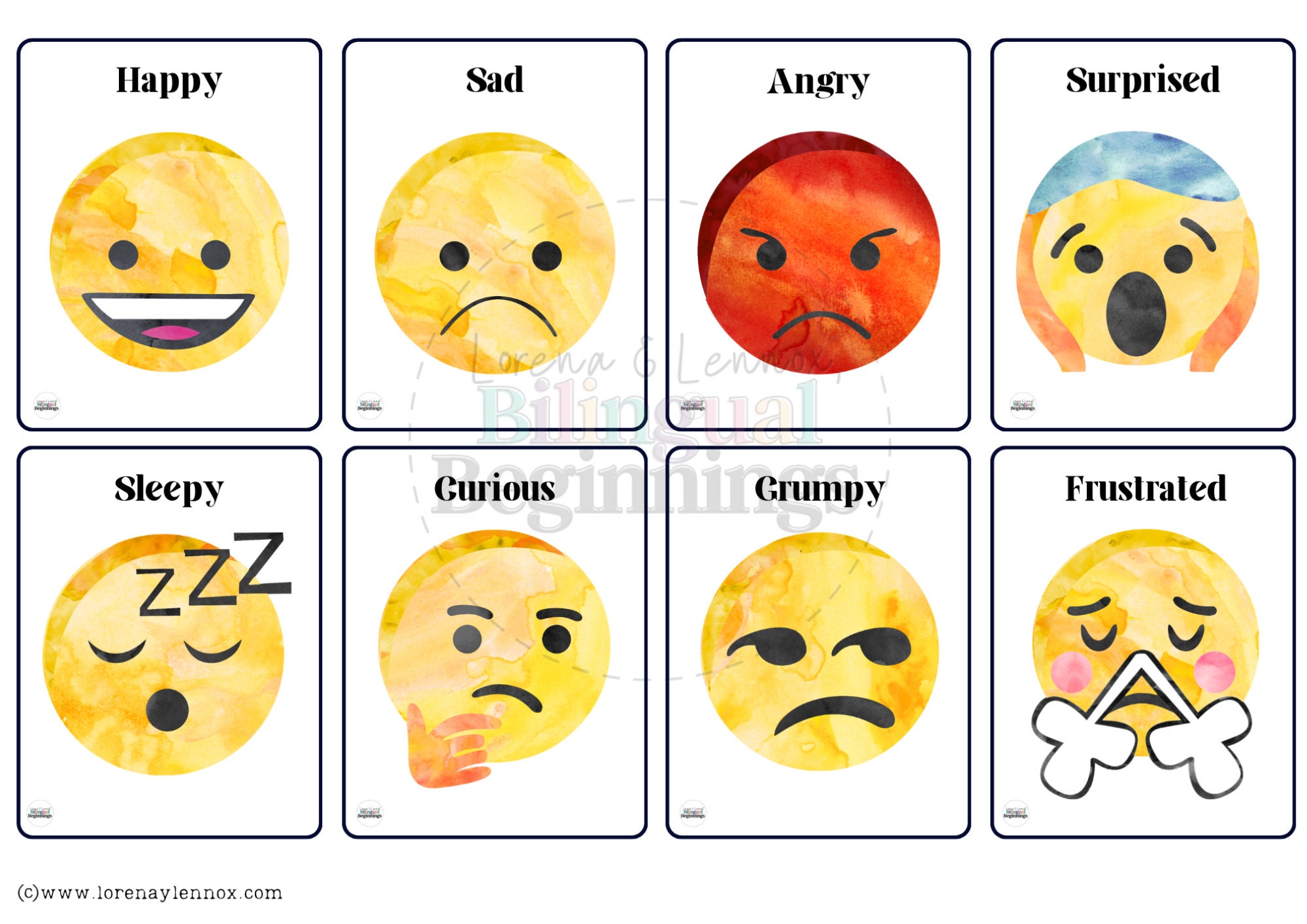 Set of 24 Emotions Flashcards for Kids - Etsy