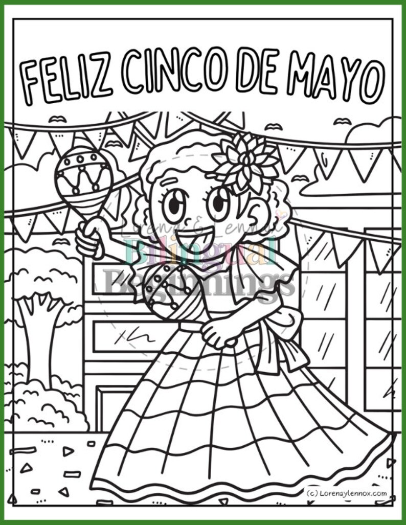 6 Cinco De Mayo Bilingual Coloring Pages - Etsy
