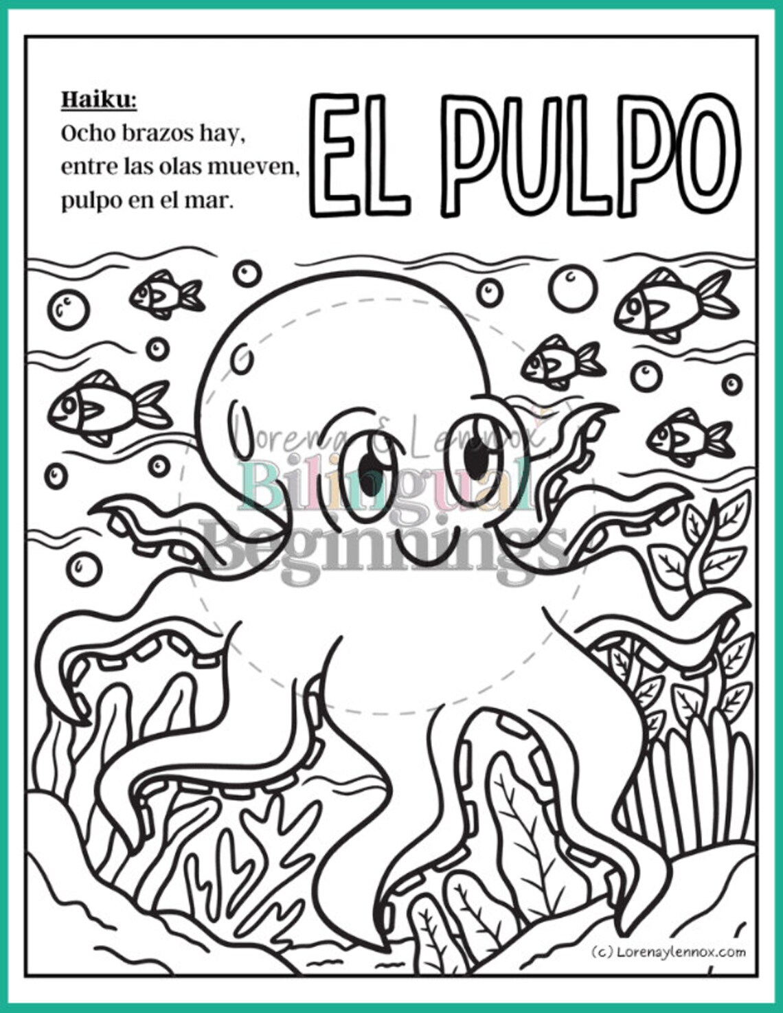 10 Ocean Animals Coloring Pages in Spanish - Etsy