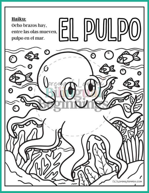 10 Ocean Animals Coloring Pages in Spanish - Etsy