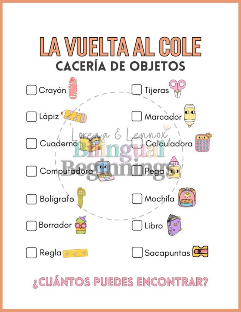 Back-to-school Scavenger Hunt in Spanish and English - Etsy