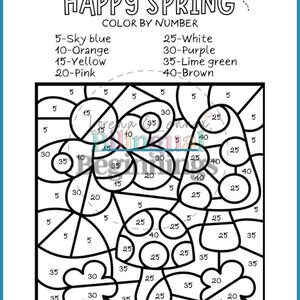 Spring Color by Number Printables - Fun for All Ages! - Etsy