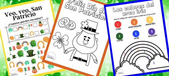 St. Patrick's Day Printables in Spanish for Preschoolers | Etsy