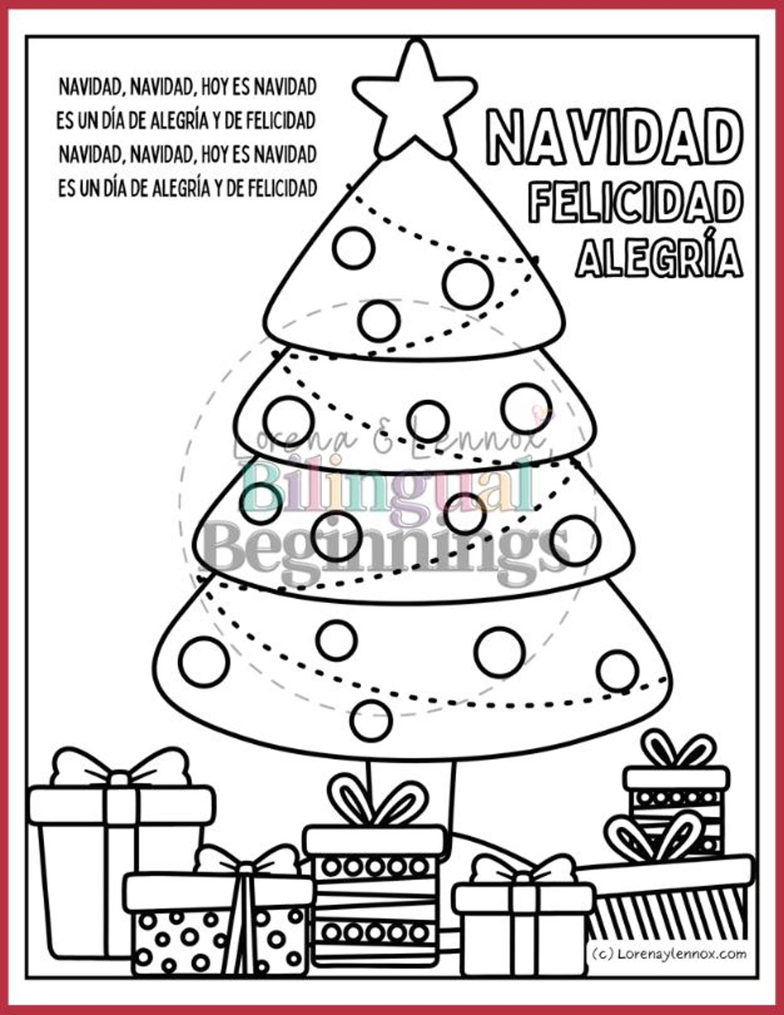 12 Christmas Coloring Pages in Spanish - Etsy
